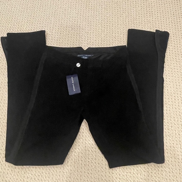 Ralph Lauren | Pants & Jumpsuits | Nwt Ralph Lauren Black Velvet Velour Pants W Piping Detail ...